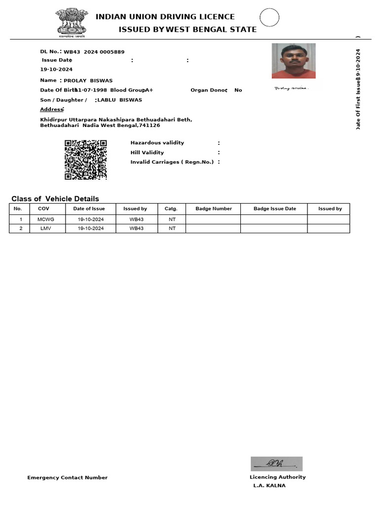 West Bengal Driving Licence Details | PDF