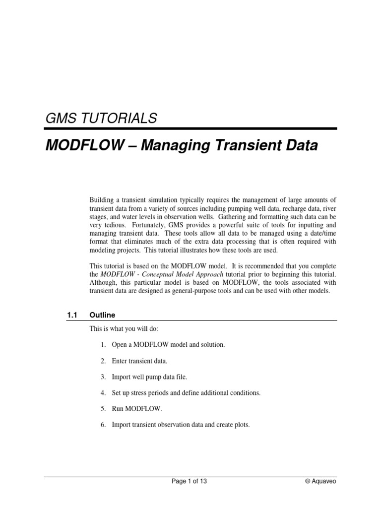 MODFLOW ManagingTransientData | PDF | Software | Computing