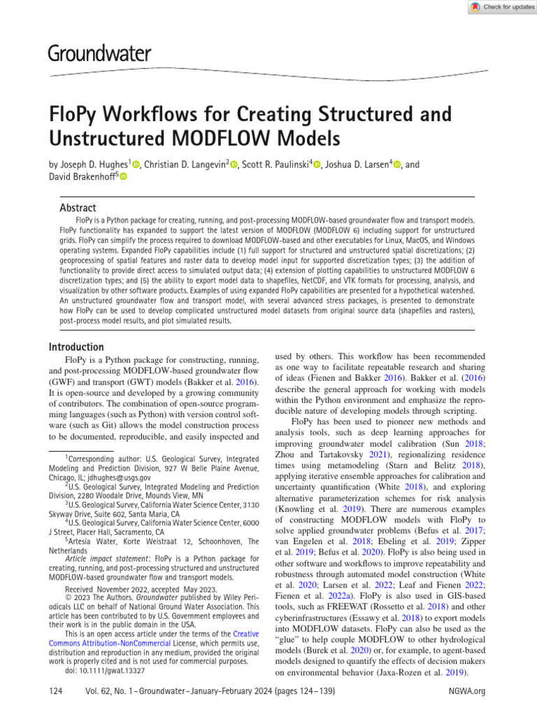 Groundwater - 2023 - Hughes - FloPy Workflows For Creating Structured and Unstructured MODFLOW ...