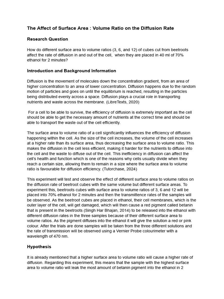Limitations To Cell Size Lab | PDF | Diffusion | Standard Error