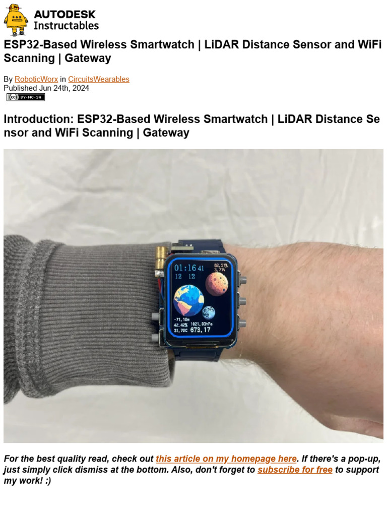 ESP32-Based Wireless Smartwatch - LiDAR Distance Sensor and WiFi Scanning - Gateway - 3 Steps ...