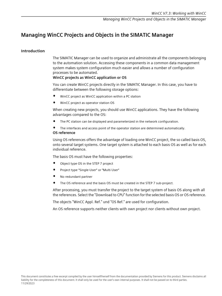 WinCC V7.3 - Working With WinCC - Managing WinCC Projects and Objects in The SIMATIC Manager ...