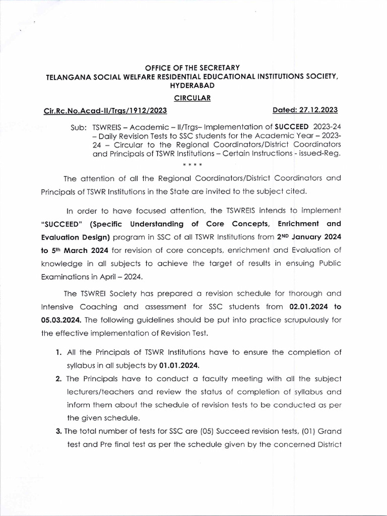 Circular-Succeed Tests To SSC Students | PDF