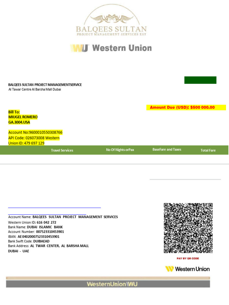Western Union Invoice - 500K | PDF