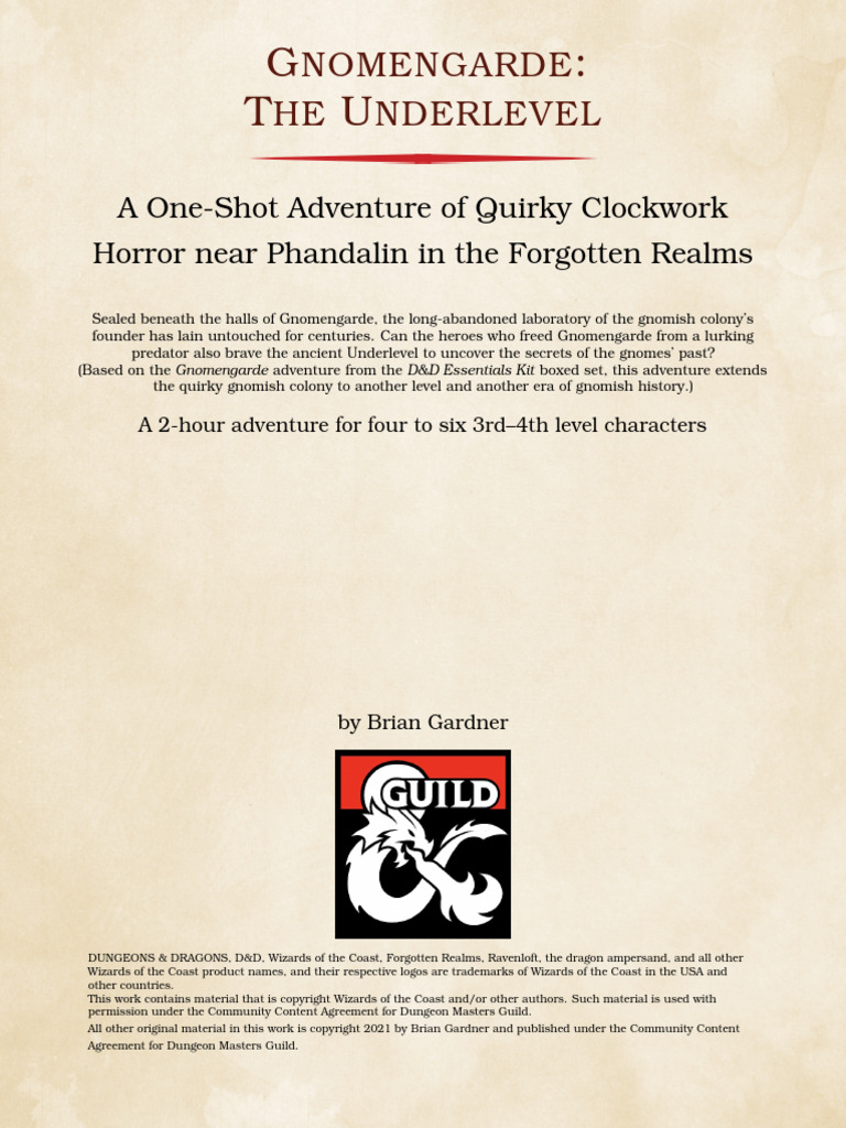 585807-Gnomengarde Underlevel v1.2 | PDF | Dungeons & Dragons | Wizards Of The Coast