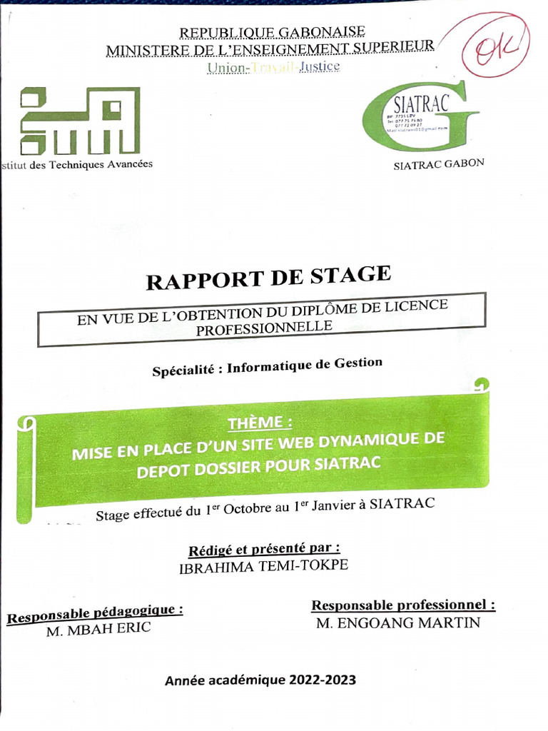 Rapport de Stage L3 ITA | PDF