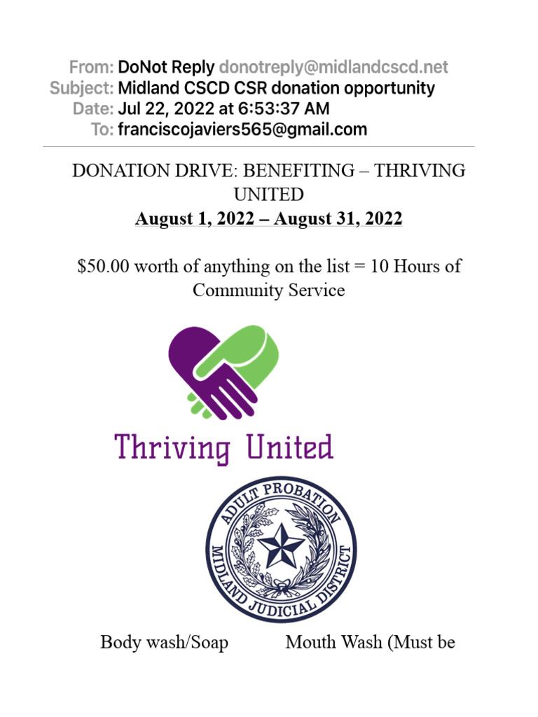 Midland CSCD CSR Donation Opportunity | PDF