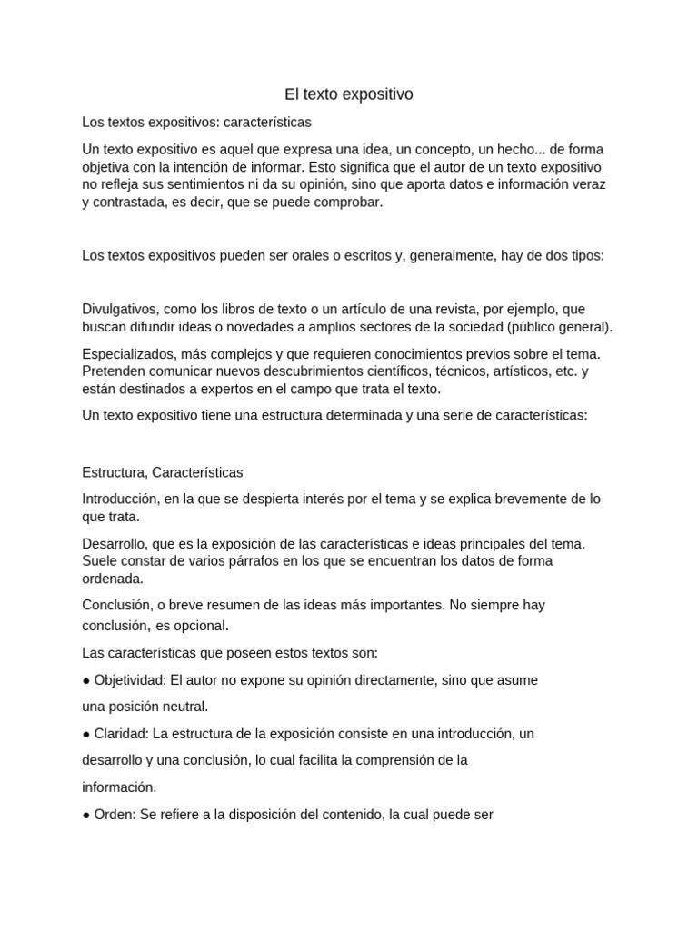 El Texto Expositivo | PDF
