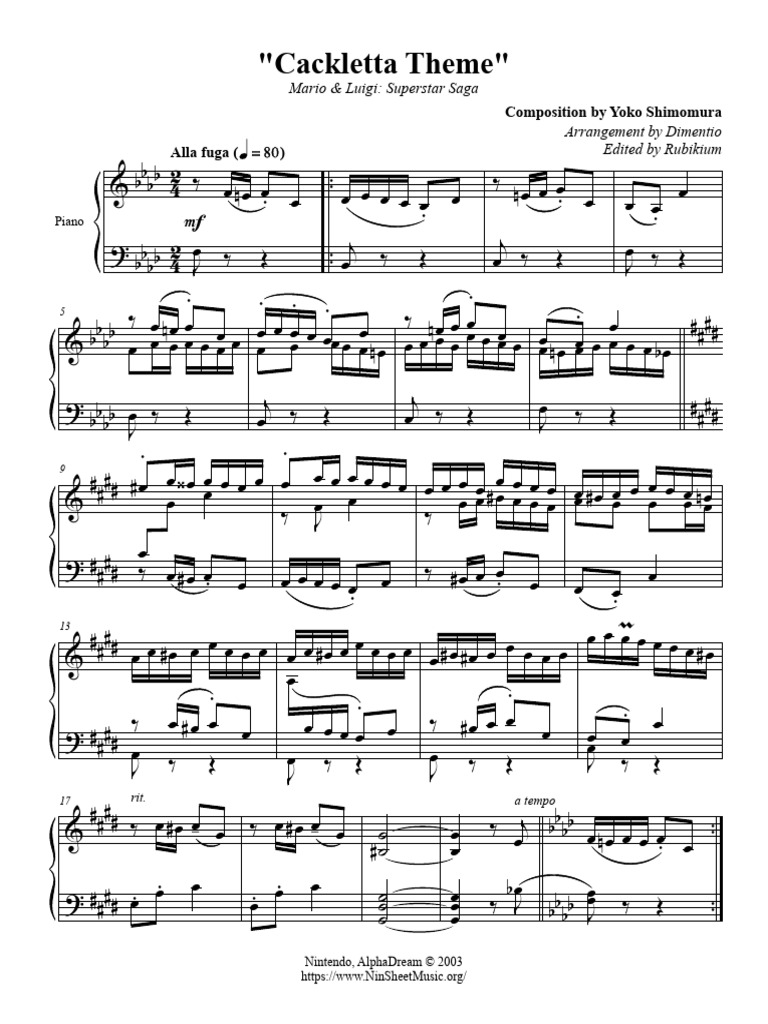 Tema de Cackletta para Piano | PDF | Videogames | Indústria do videogame