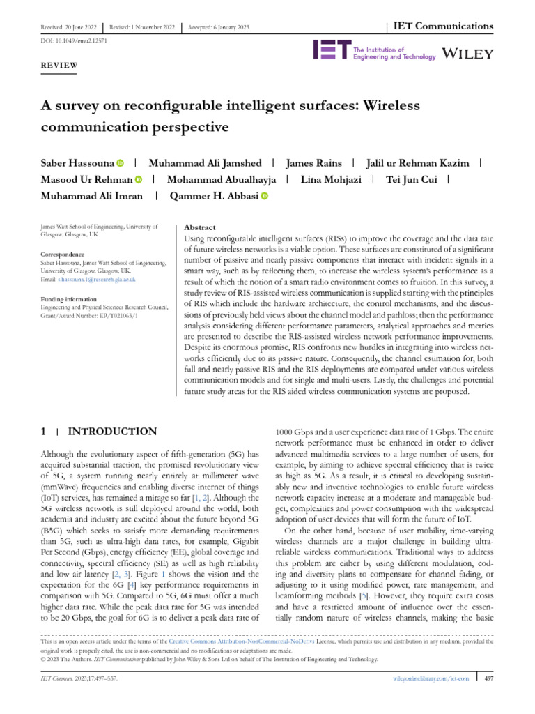 A Survey On Reconfigurable Intelligent Surfaces Wi Pdf Antenna