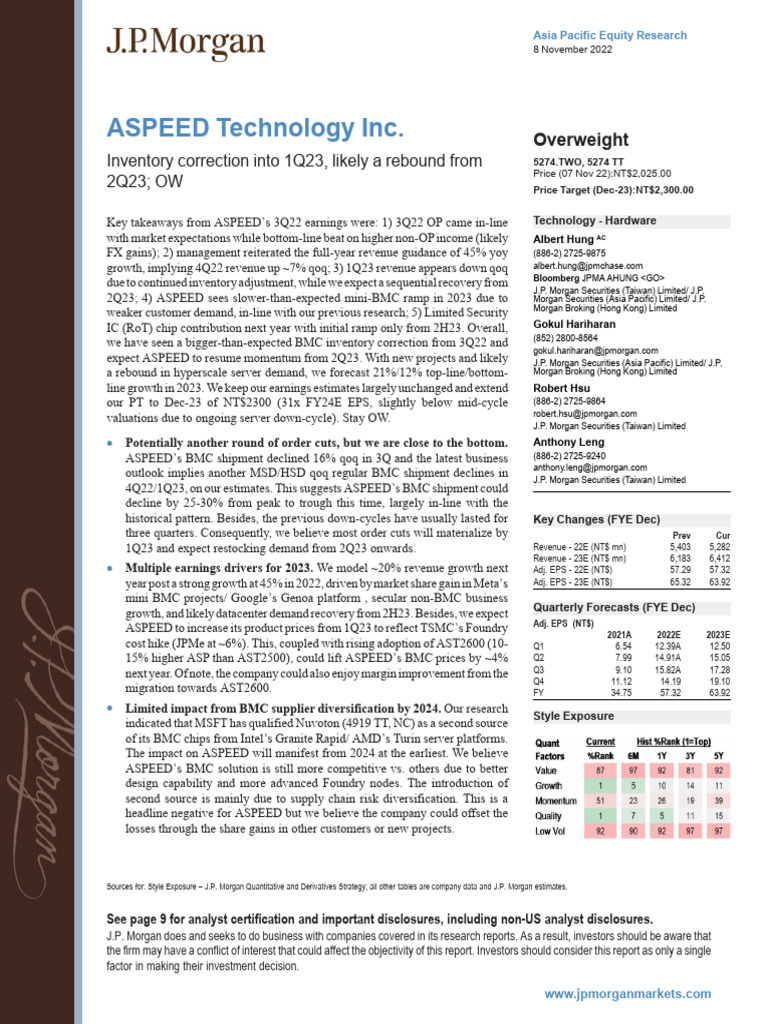 JPM ASPEED Technology in 2022-11-07 4255035 | PDF | Investing | Jp ...