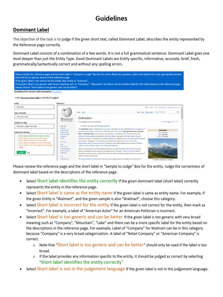 Dominant Label Judgement Guide | PDF