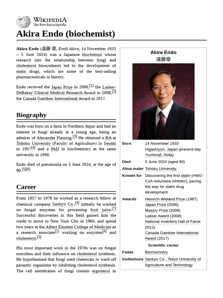 Akira_Endo_(biochemist) | PDF | Statin