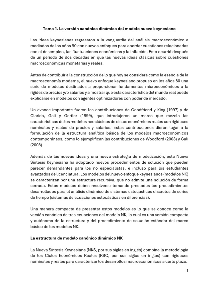 Tema 1 Presentación Del Modelo Canónico Dinámico NK | PDF | Inflación ...