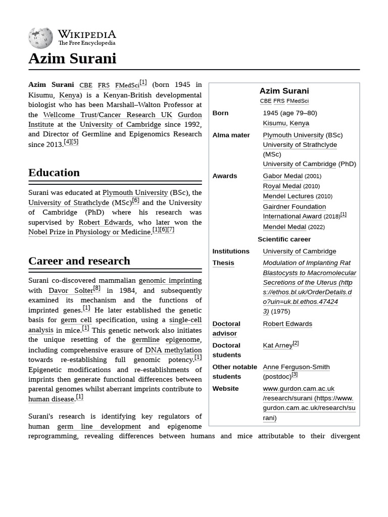 Azim_Surani | PDF | Biotechnology | Biochemistry