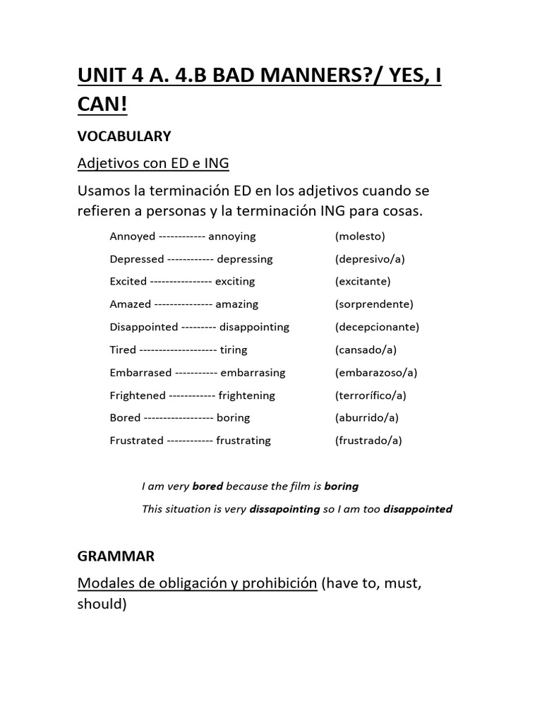 UNIT 4 Resumen b1 | PDF