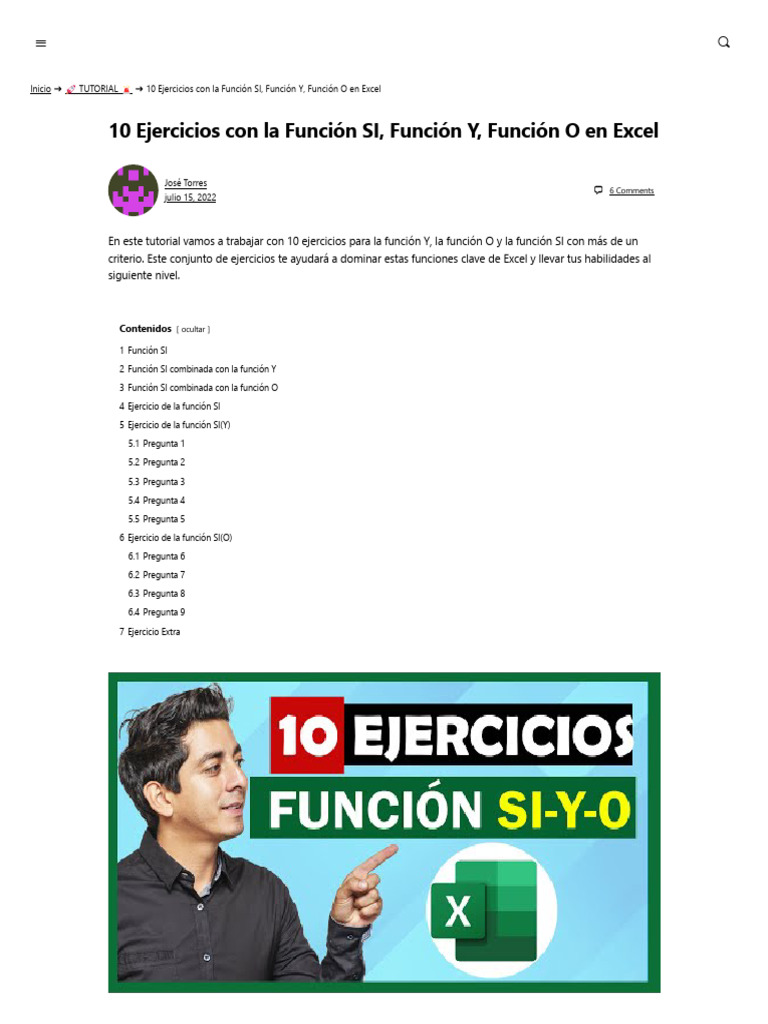 10 Ejercicios Con La Función SI, Función Y, Función O en Excel | PDF | Microsoft Excel | Informática