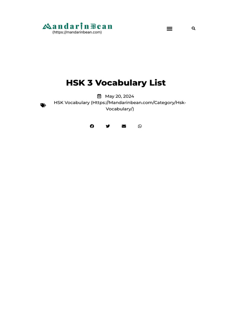 HSK 3 Vocabulary List with Pinyin | PDF | Linguistics