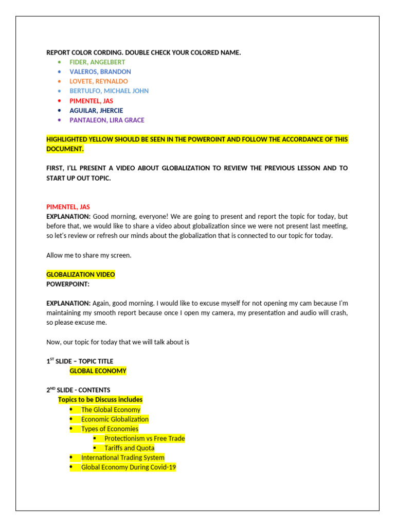 TCWD REPORTING | PDF | Globalization | Economic Globalization