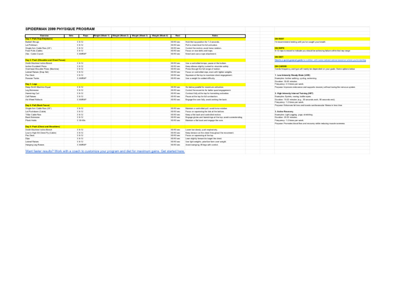 Spiderman 2099 Workout Plan | PDF | High Intensity Interval Training ...