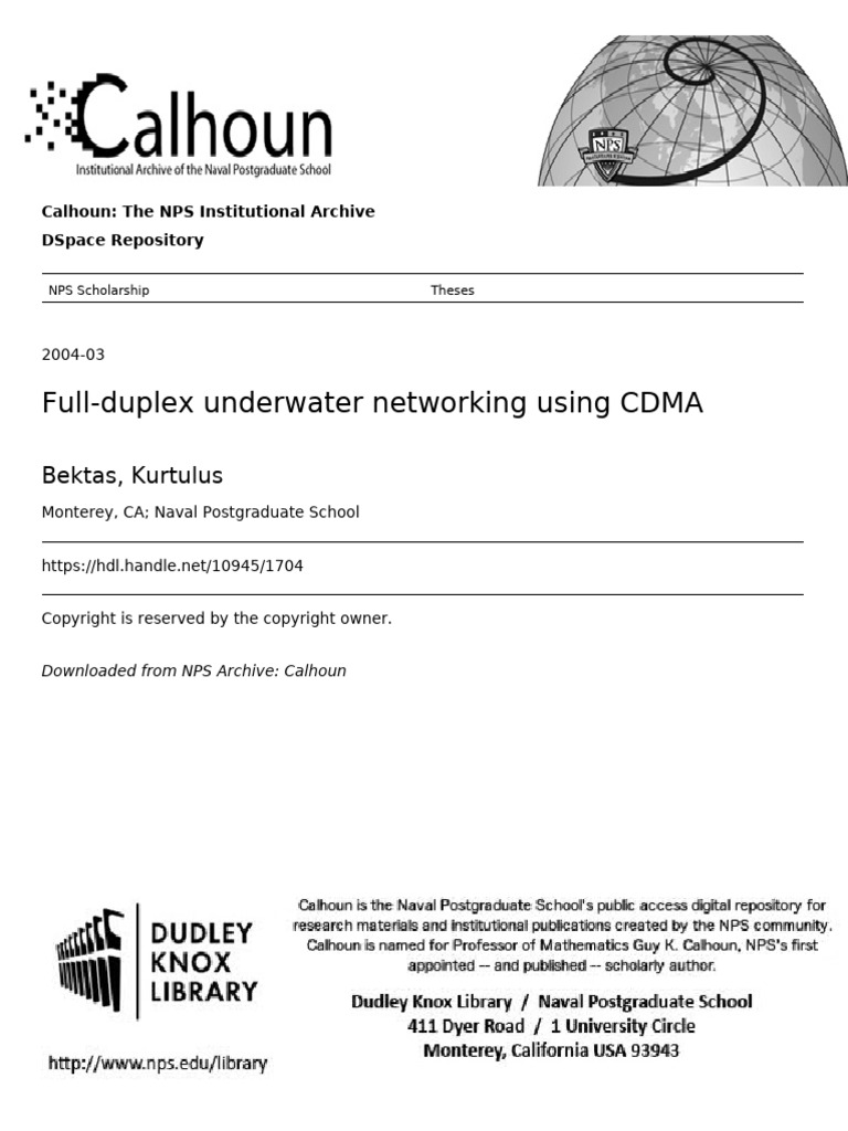 Full-Duplex Underwater Networking Using CDMA | PDF | Channel Access Method | Information And ...