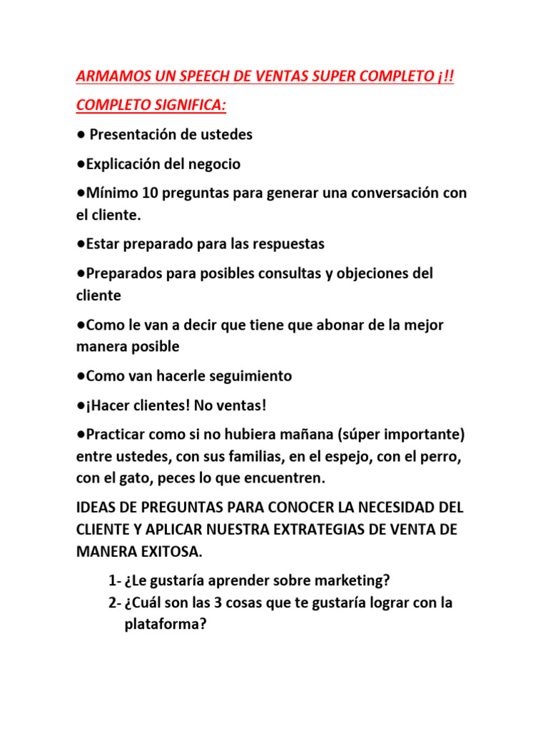 Speech de Venta? | PDF | Facebook | Marketing