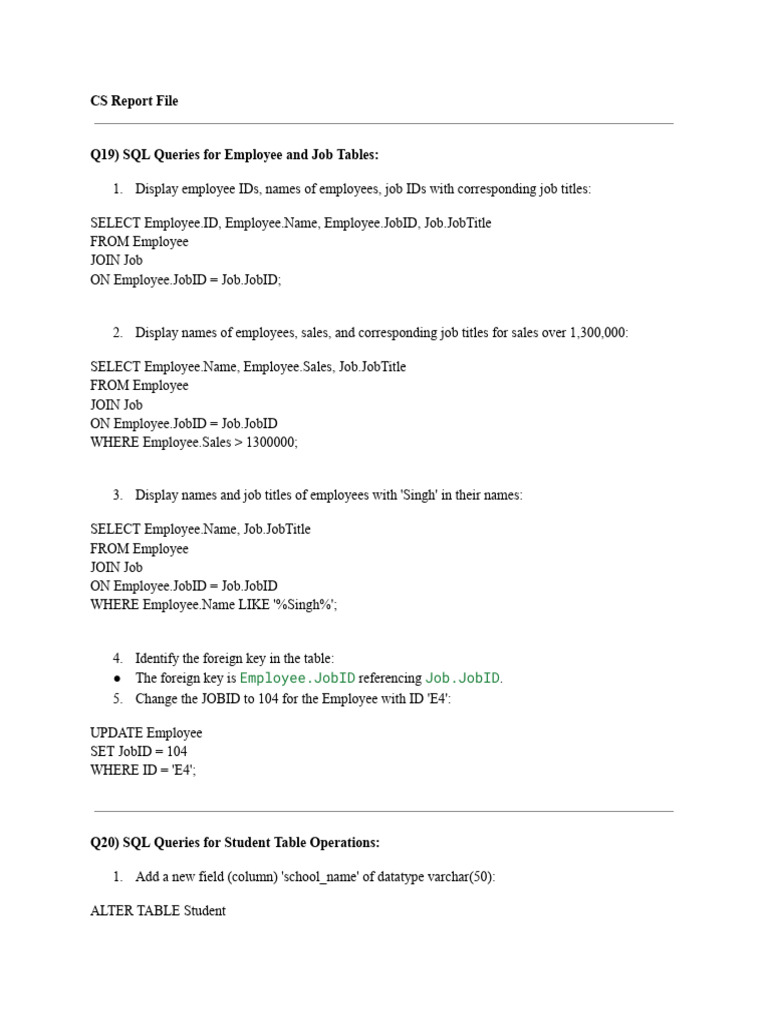 SQL Queries for Data Management | PDF | Information Technology ...