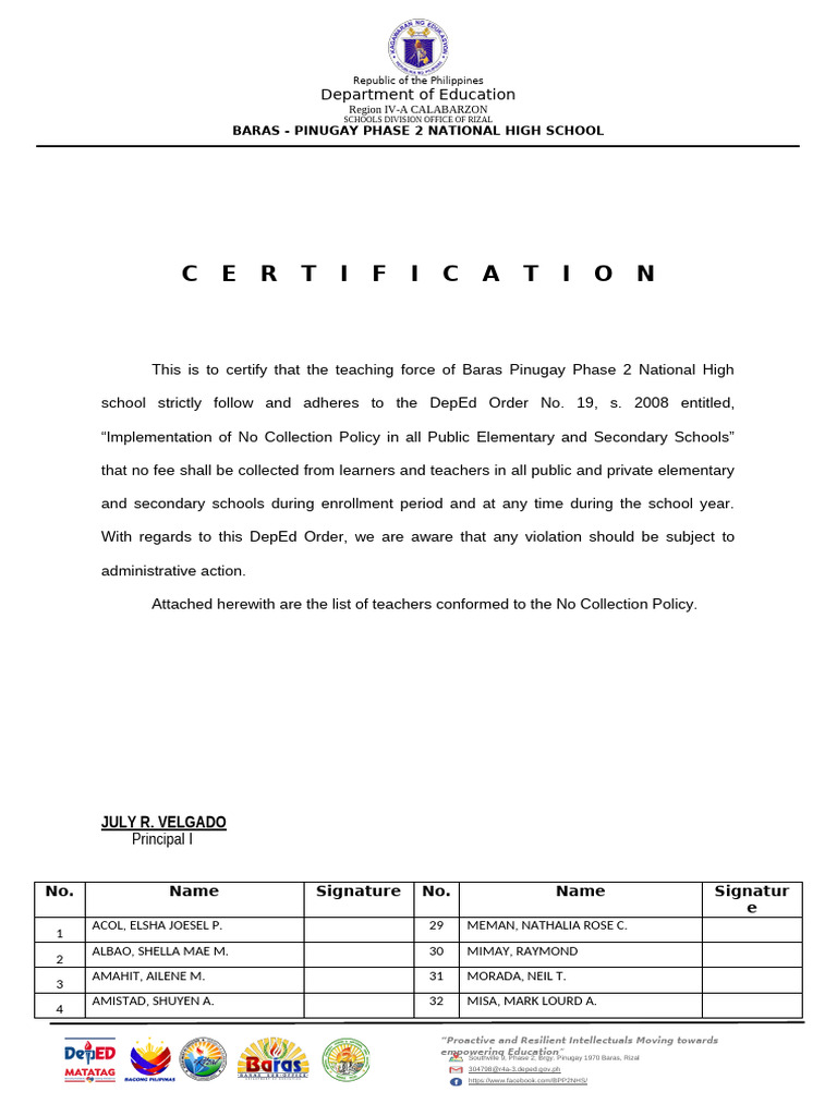 No Collection Policy Certification | PDF | Government | Public ...