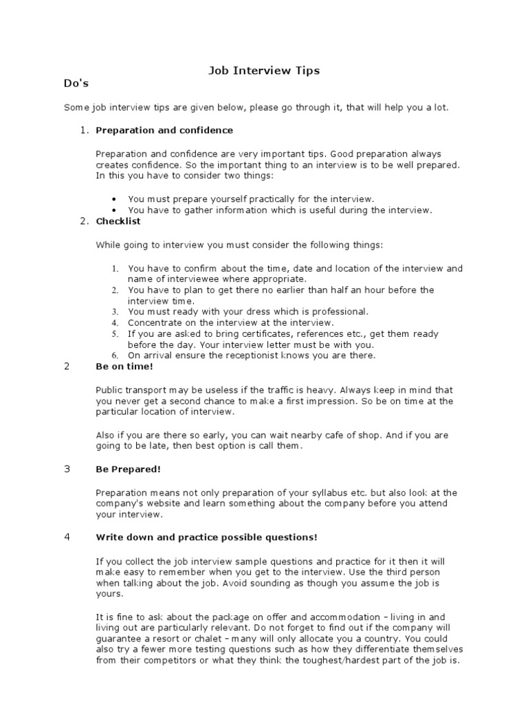 Job Interview Tips | PDF | Job Interview | Interview