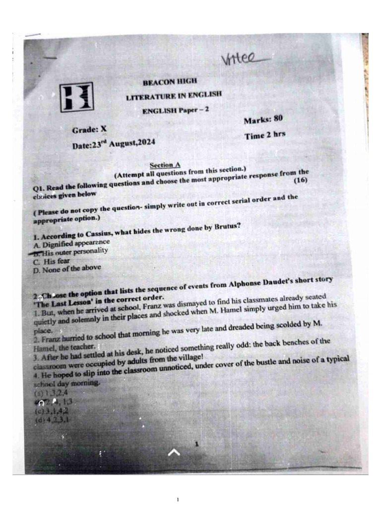 24-25 X ENG LIT TERM 1 Beacon | PDF