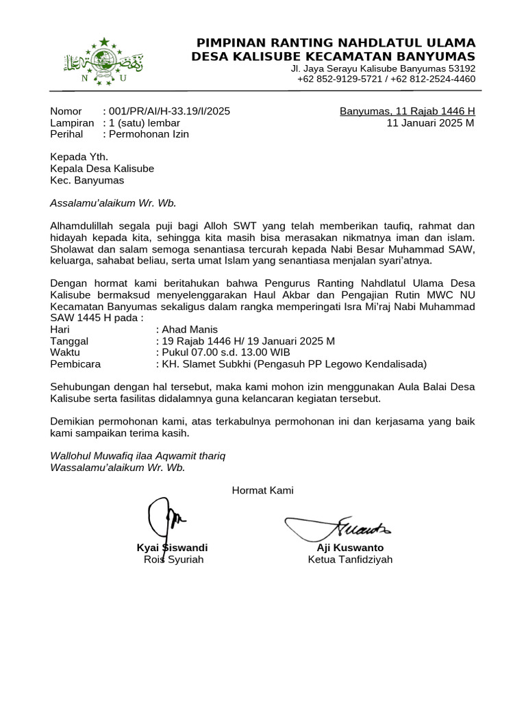 Surat Ranting NU | PDF