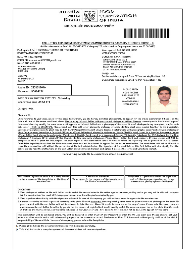 Advt. No. 01 - 2022-FCI Category III ZONE-WISE RECRUITMENT OF NON ...