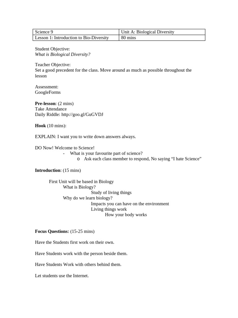 Intro to Biological Diversity | PDF