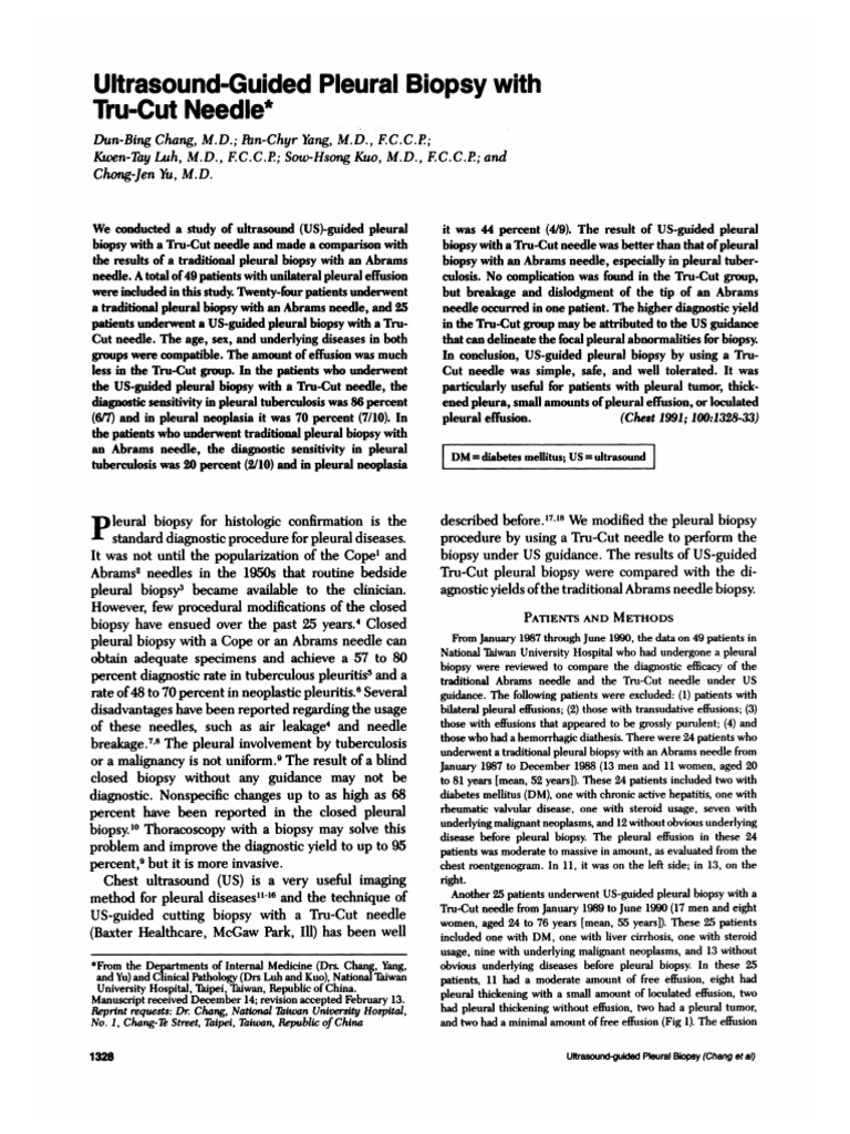 Biopsia Pleural Con Tru Cut Guia Ecografia | PDF | Biopsy | Sensitivity ...