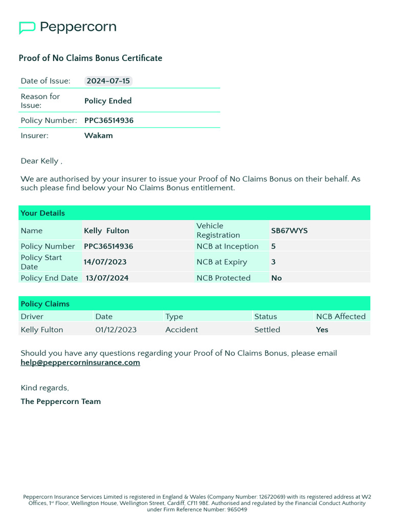 No Claims Bonus - PPC36514936 | PDF