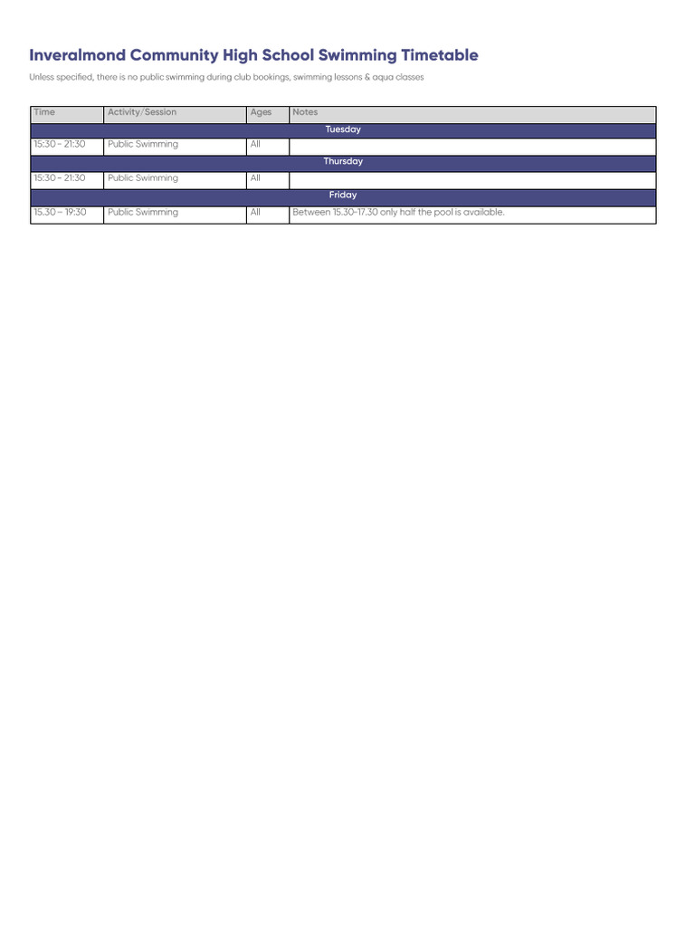 Inveralmond Timetable | PDF