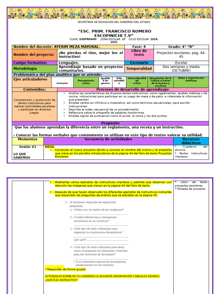 PLANEACION-PROYECTO-NO-PIERDAS-EL-TINO-MEJOR-LEE-EL-INSTRUCTIVO | PDF ...