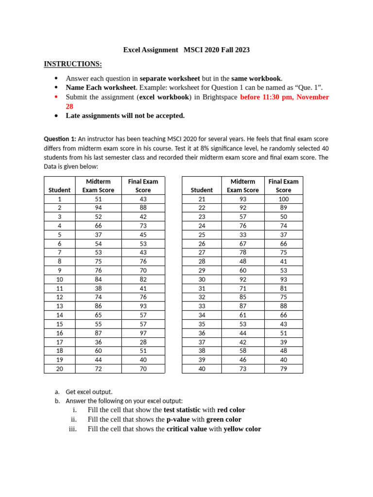 Stats Excel Assignment (1) | PDF | P Value | Evaluation Methods