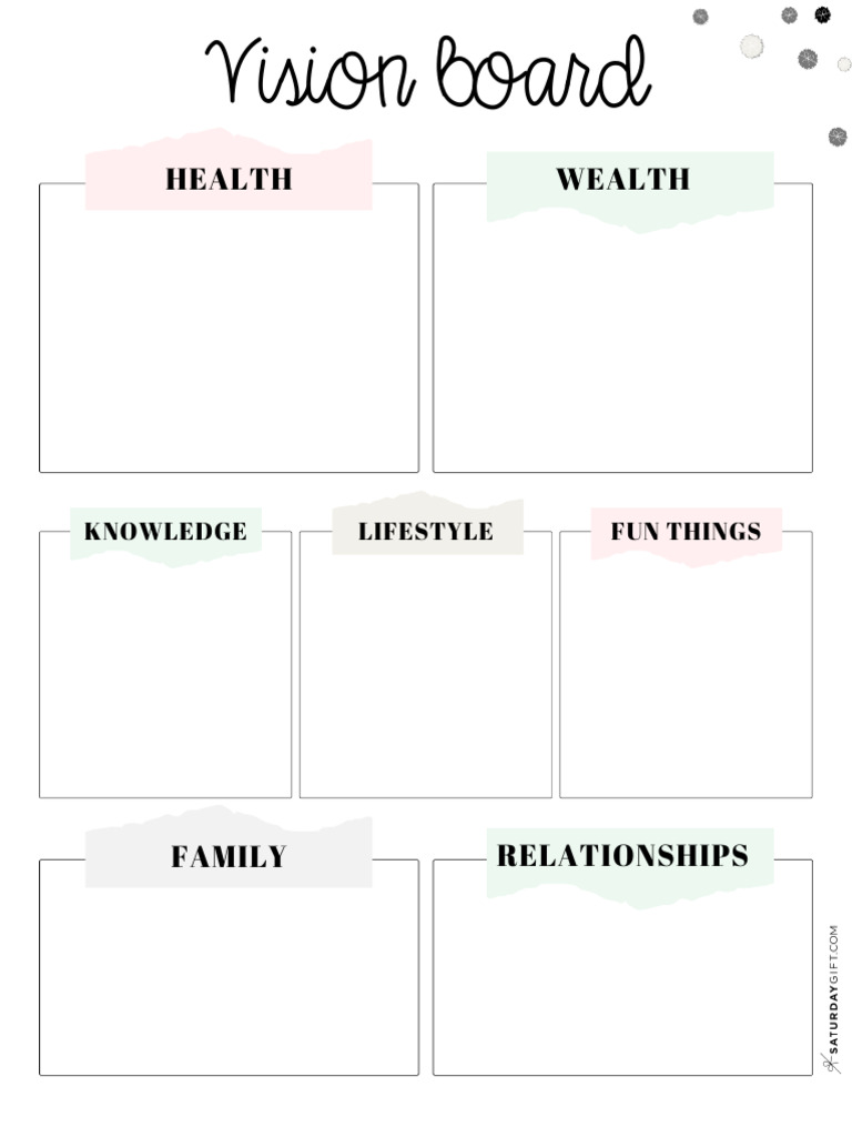 Vision Board Template With Categories | PDF