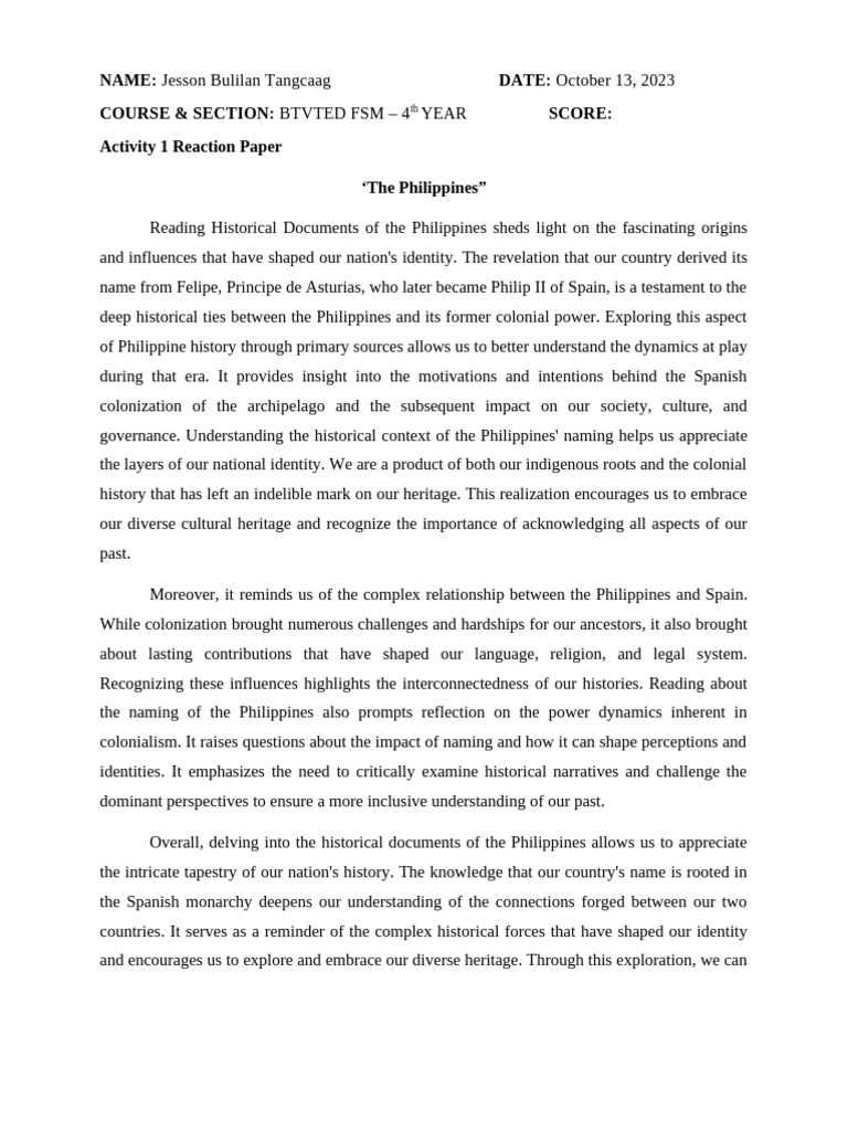 Activity 1. The Philippines | PDF | Identity (Social Science) | Philippines