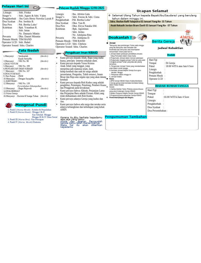Buletin Minggu 05 Janauri 2025 | PDF