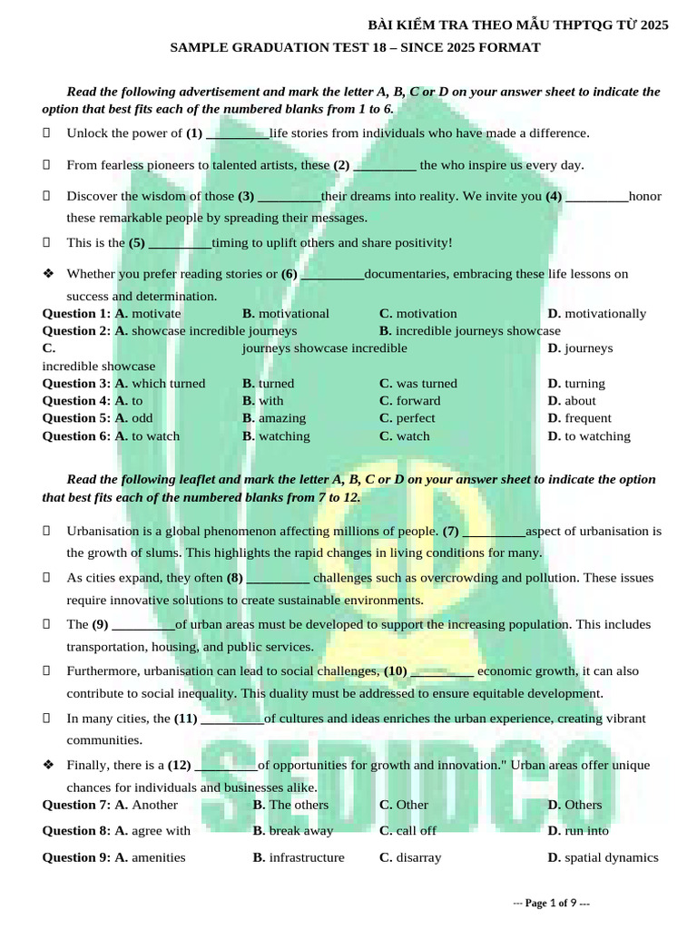 Sample Graduation Test 18 - Since 2025 Format | PDF | Mindfulness ...