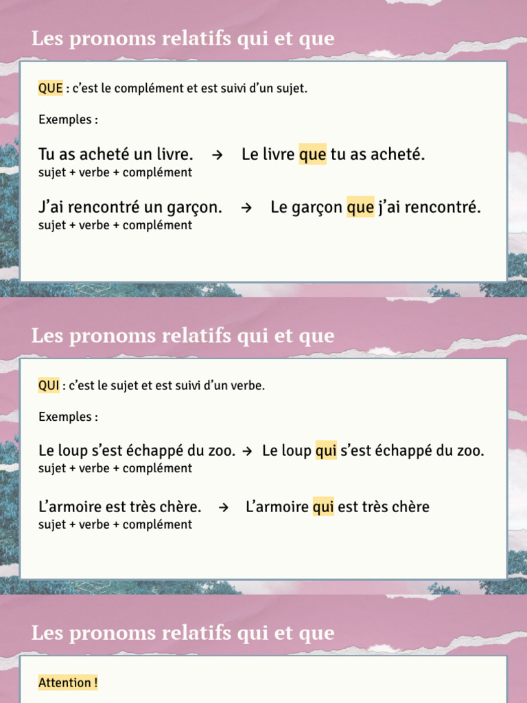 Pronoms relatifs : qui, que, dont, où | PDF