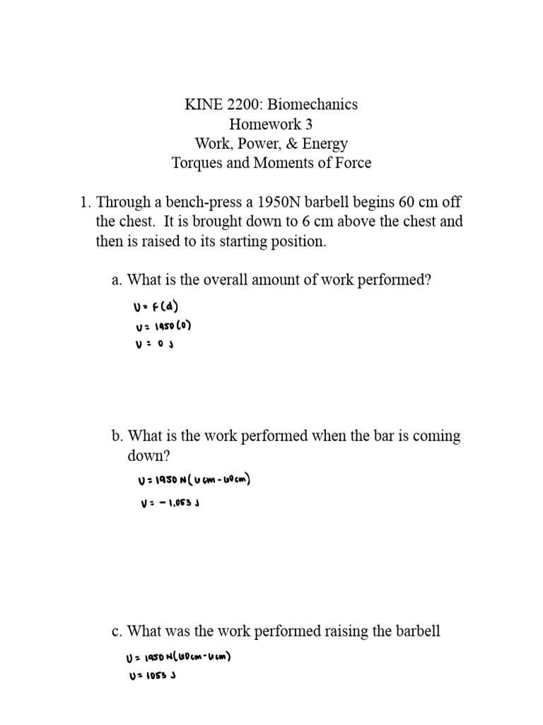 Homework 3 - Work, Power, & Energy and Torque | PDF | Classical ...