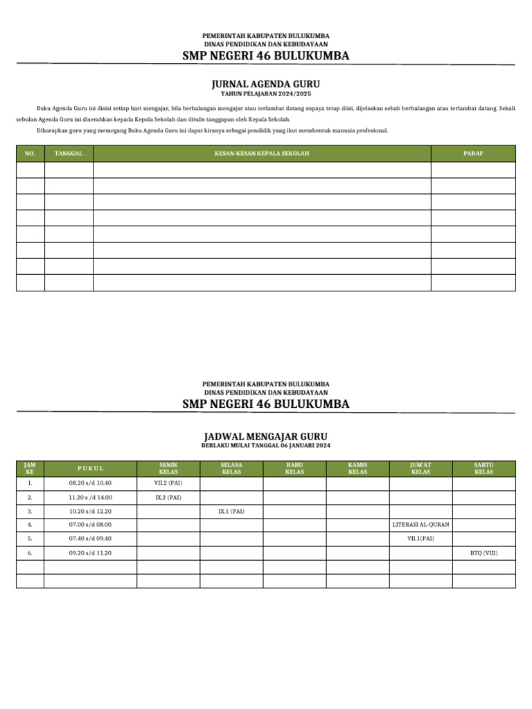 ABSENSI DAN JURNAL SISWA | PDF