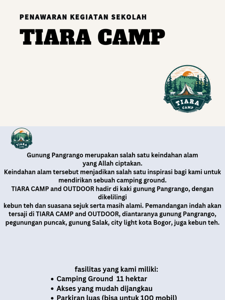Tiara Camp PENAWARAN SEKOLAH | PDF