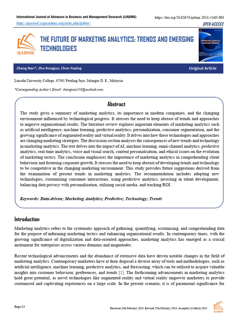 The Future of Marketing Analytics Trends and Emerging Technologies | PDF | Analytics | Augmented ...