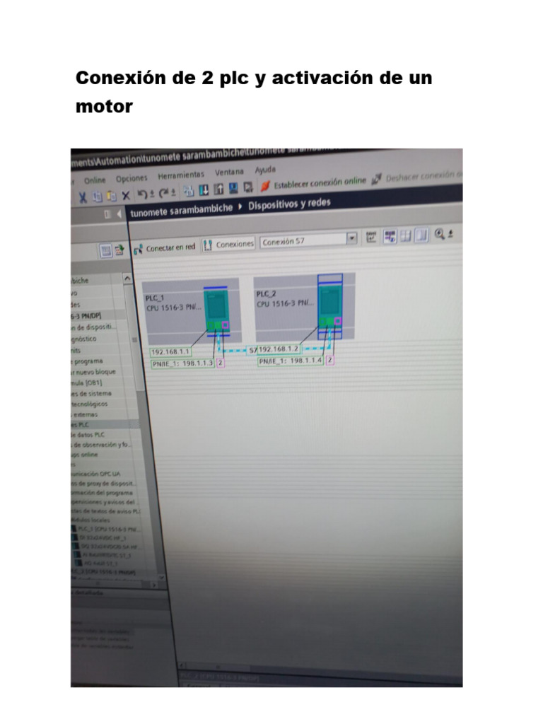Conexión de 2 PLC y Activación de Un Motor | PDF
