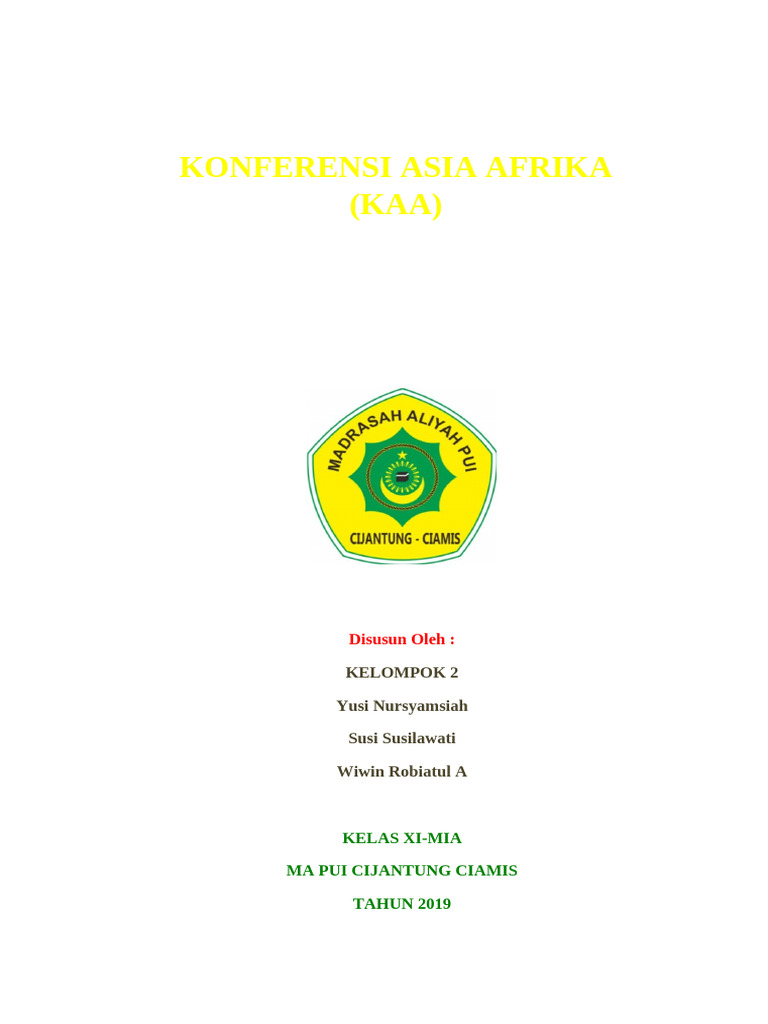 ARTIKEL KONFERENSI ASIA AFRIKA (KAA) | PDF
