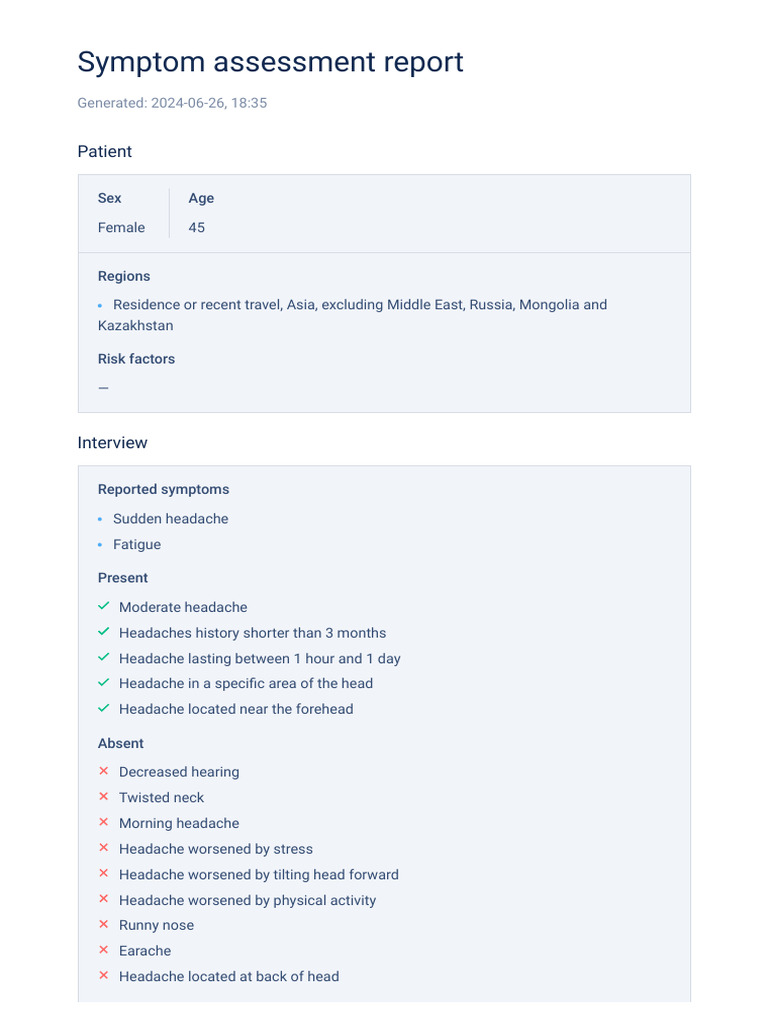 Symptomate - Triage Report | PDF